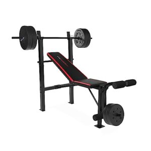 cap strength standard bench with 100 lb weight set, leg developer