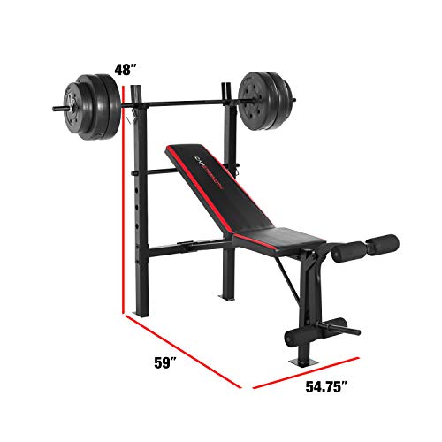 CAP Strength Standard Bench with 100 lb Weight Set, Leg Developer