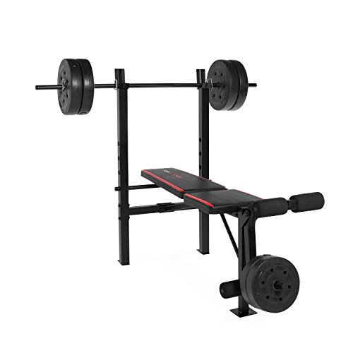 CAP Strength Standard Bench with 100 lb Weight Set, Leg Developer