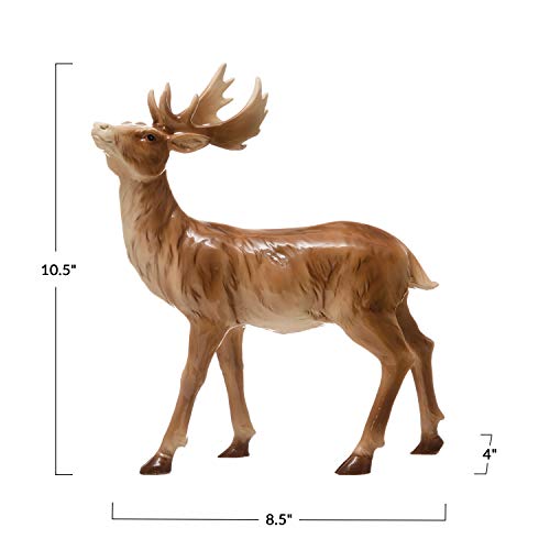 Creative Co-Op 8-1/2"L x 4" W x 10-1/2"H Resin Standing Deer, Brown Figures and Figurines, Multi