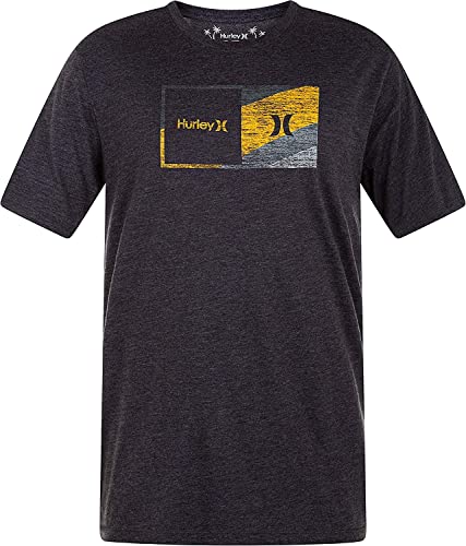 Hurley mens Icon Slash Gradient T-shirt T Shirt, Black Heather/Pollen, Medium US