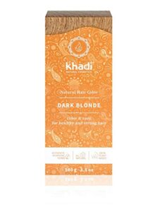 khadi dark blonde natural hair color, plant based hair dye for matte to dark ash blonde, 100% herbal, vegan, ppd & chemical free, natural cosmetic for healthy hair 3.5oz