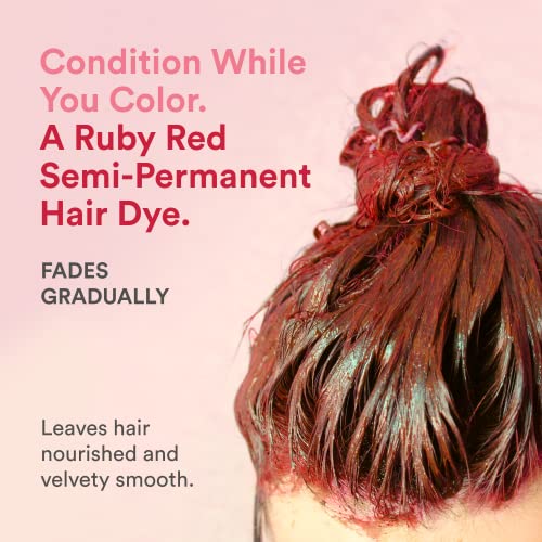 INH Semi Permanent Hair Color Ruby Red, Color Depositing Conditioner, Temporary Hair Dye, Tint Conditioning Hair Mask, Safe, Red Hair Dye - 6oz