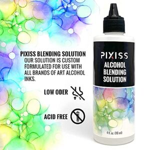 Pixiss Alcohol Ink Set - 25 Large Highly Saturated Colors - (15ml/.5oz), Pixiss 4oz Alcohol Blending Solution