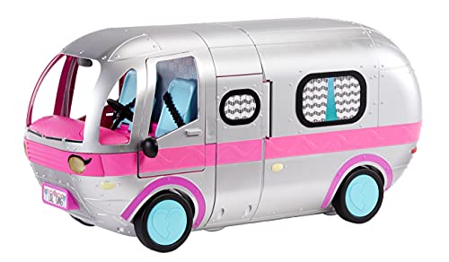 LOL Surprise OMG Glamper Fashion Camper Doll Playset with 55+ Surprises, Fully-Furnished with Light Up Pool, Water Slide, Bunk Beds, Cafe, BBQ Grill, DJ Booth - Gift Toy for Girls Ages 4 5 6 7+ Years