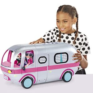 LOL Surprise OMG Glamper Fashion Camper Doll Playset with 55+ Surprises, Fully-Furnished with Light Up Pool, Water Slide, Bunk Beds, Cafe, BBQ Grill, DJ Booth - Gift Toy for Girls Ages 4 5 6 7+ Years