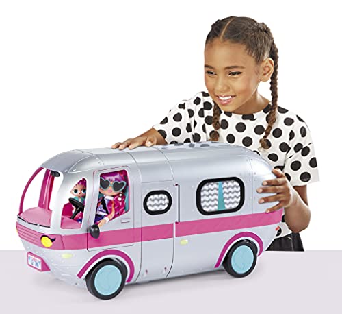 LOL Surprise OMG Glamper Fashion Camper Doll Playset with 55+ Surprises, Fully-Furnished with Light Up Pool, Water Slide, Bunk Beds, Cafe, BBQ Grill, DJ Booth - Gift Toy for Girls Ages 4 5 6 7+ Years