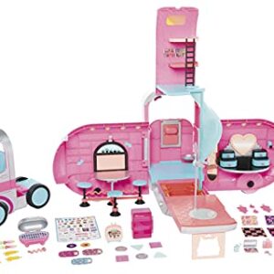 LOL Surprise OMG Glamper Fashion Camper Doll Playset with 55+ Surprises, Fully-Furnished with Light Up Pool, Water Slide, Bunk Beds, Cafe, BBQ Grill, DJ Booth - Gift Toy for Girls Ages 4 5 6 7+ Years