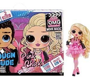 L.O.L. Surprise! OMG Movie Magic Fashion Dolls 2-Pack Tough Dude and Pink Chick with 25 Surprises Including 4 Fashion Looks, 3D Glasses, Accessories and Reusable Playset - Great Gift for Ages 4+