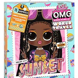 LOL Surprise OMG World Travel Sunset Fashion Doll with 15 Surprises Including Outfit, Travel Accessories and Reusable Playset – Great Gift for Girls Ages 4+