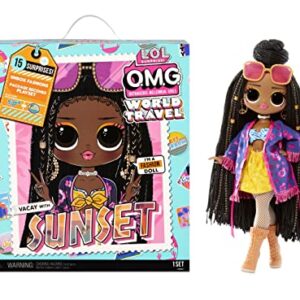 LOL Surprise OMG World Travel Sunset Fashion Doll with 15 Surprises Including Outfit, Travel Accessories and Reusable Playset – Great Gift for Girls Ages 4+