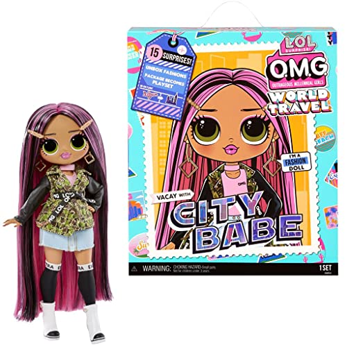 LOL Surprise OMG World Travel™ City Babe Fashion Doll with 15 Surprises Including Outfit, Travel Accessories and Reusable Playset – Great Gift for Girls Ages 4+