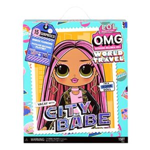 LOL Surprise OMG World Travel™ City Babe Fashion Doll with 15 Surprises Including Outfit, Travel Accessories and Reusable Playset – Great Gift for Girls Ages 4+