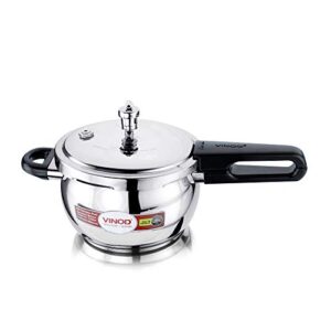 vinod pressure cooker stainless steel – glass lid handi pot - 3.5 liter – indian pressure cooker – stove top sandwich bottom – best used for indian cooking, soups, and rice recipes, quinoa