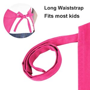 TOPTIE Kids Apron and Chef Hat Set, Adjustable Cotton Child Cooking Kitchen Apron, S-XXL-Hot Pink-S