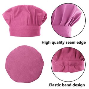 TOPTIE Kids Apron and Chef Hat Set, Adjustable Cotton Child Cooking Kitchen Apron, S-XXL-Hot Pink-S