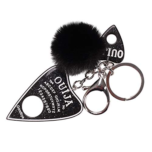 SNcek Women Ouija Board Resin Pompom Charms Car Wallet Cute Keychains Accessories For Key Chains Women For Car Keys Handbag Keyring Gothic Gift (Black)