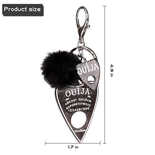 SNcek Women Ouija Board Resin Pompom Charms Car Wallet Cute Keychains Accessories For Key Chains Women For Car Keys Handbag Keyring Gothic Gift (Black)