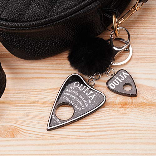 SNcek Women Ouija Board Resin Pompom Charms Car Wallet Cute Keychains Accessories For Key Chains Women For Car Keys Handbag Keyring Gothic Gift (Black)