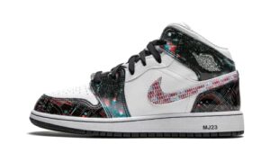 nike youth air jordan 1 mid se gs, white/bright crimson-blue hero, 4.5 big kid