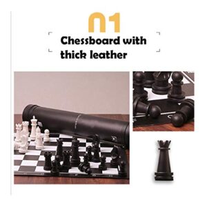 Roll-Up Leather Chess Set, Chess Board Set，Portable Travel Chess Game Set Combination，Beginner Chess Set for Kids and Adults