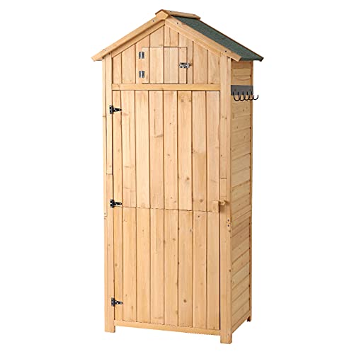 B BAIJIAWEI Garden Storage Shed - Outdoor Wooden Tool Storage Cabinet - Arrow Tool Shed Organizer Fir Wood Lockers for Home, Lawn, Yard