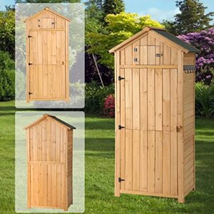 B BAIJIAWEI Garden Storage Shed - Outdoor Wooden Tool Storage Cabinet - Arrow Tool Shed Organizer Fir Wood Lockers for Home, Lawn, Yard