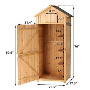 B BAIJIAWEI Garden Storage Shed - Outdoor Wooden Tool Storage Cabinet - Arrow Tool Shed Organizer Fir Wood Lockers for Home, Lawn, Yard