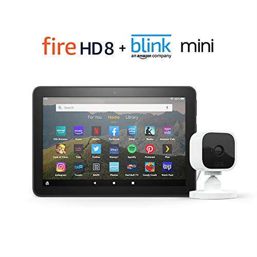 Fire HD 8 Smart Home Bundle including Fire HD 8 Tablet 64 GB Without Ads (Black) with Blink Mini Camera