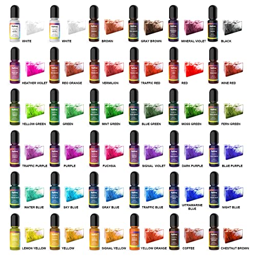 Alcohol Ink Set - 36 Bottles Vibrant Colors High Concentrated Alcohol-Based Ink, Concentrated Epoxy Resin Paint Colour Dye Great for Resin Petri Dish, Coaster, Painting, Tumbler Cup Making(10ml Each)