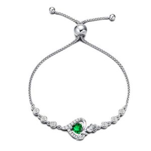 agvana may birthstone jewelry emerald bracelet for women sterling silver tennis bracelet rose flower heart bolo link bracelets fine jewelry anniversary birthday gifts for women girls mom wife girlfriend lady her