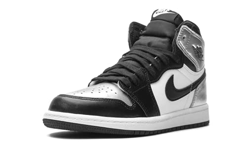 Nike Preschool Jordan 1 Retro High PS Silver Toe, Black/Metallic Silver/White/Bl, 2Y