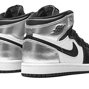 Nike Preschool Jordan 1 Retro High PS Silver Toe, Black/Metallic Silver/White/Bl, 2Y