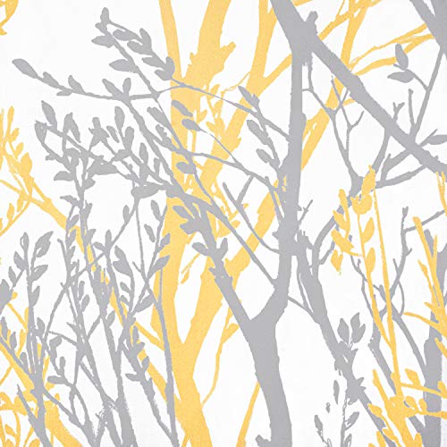 DriftAway Tree Branch Abstract Ink Printing Lined Thermal Insulated Window Curtain Valance Rod Pocket 52 Inch by 18 Inch Plus 2 Inch Header Yellow