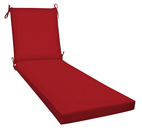 Honeycomb Indoor / Outdoor Textured Solid Scarlet Red Chaise Lounge Cushion: Recycled Polyester Fill, Weather and Stain Resistant Patio Cushions: 22.5" W x 70" L x 3.5" T, 1 Count (Pack of 1)