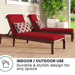 Honeycomb Indoor / Outdoor Textured Solid Scarlet Red Chaise Lounge Cushion: Recycled Polyester Fill, Weather and Stain Resistant Patio Cushions: 22.5" W x 70" L x 3.5" T, 1 Count (Pack of 1)