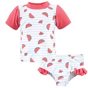 hudson baby unisex swim rashguard set, watermelon, 3-6 months