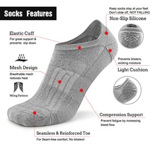 Busy Socks Merino Wool No Show Loafer Athletic Socks Mens, Women's Plus Size Stay Up Wool Ankle No-Show Running Cycling Socks, 3 Pairs, Large, Grey