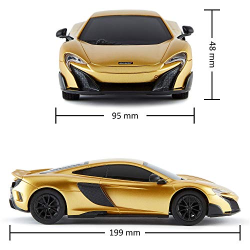 CMJ RC Cars McLaren 675LT Officially Licensed Remote Control Car 1:24 Scale Working Lights 2.4Ghz Gold. Great Kids Play Toy Auto