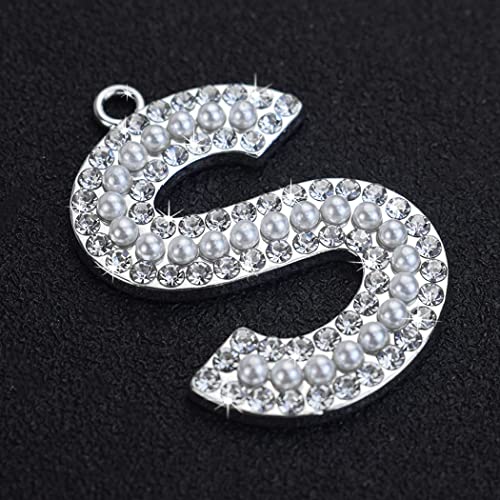 ESSPOC A-Z Initial Letter Keychain car keychain for women Rhinestone Crystal Silver Alphabet Pendant (S-SILVER)