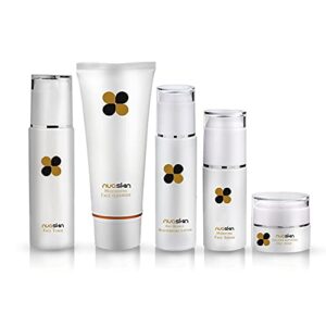 nuaskin 5-piece skin care set with facial cleanser toner lotion cream - self care gifts for ladies, anti-aging skin care sets for women - full size day and night kit