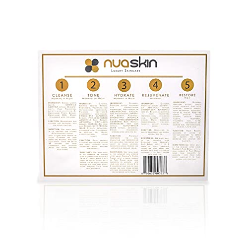 Nuaskin 5-Piece Skin Care Set with Facial Cleanser Toner Lotion Cream - Self Care Gifts for Ladies, Anti-Aging Skin Care Sets for Women - Full Size Day and Night Kit