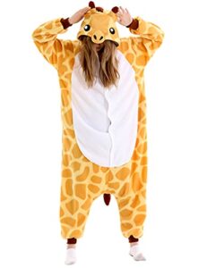 vavalad adult giraffe onesie pajamas cosplay animal halloween costume for women men