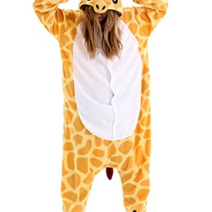 vavalad Adult Giraffe Onesie Pajamas Cosplay Animal Halloween Costume for Women Men