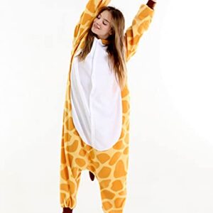 vavalad Adult Giraffe Onesie Pajamas Cosplay Animal Halloween Costume for Women Men