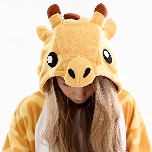 vavalad Adult Giraffe Onesie Pajamas Cosplay Animal Halloween Costume for Women Men