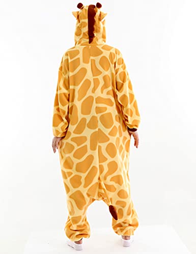 vavalad Adult Giraffe Onesie Pajamas Cosplay Animal Halloween Costume for Women Men