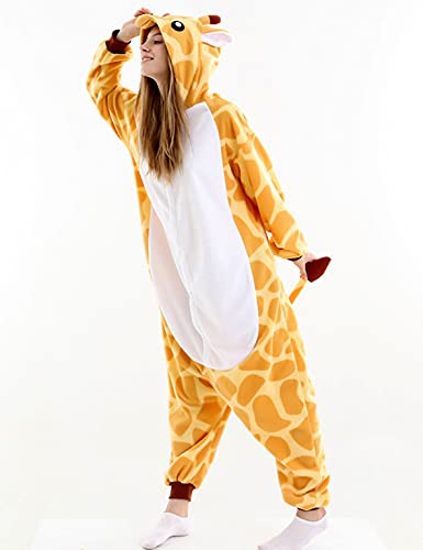 vavalad Adult Giraffe Onesie Pajamas Cosplay Animal Halloween Costume for Women Men