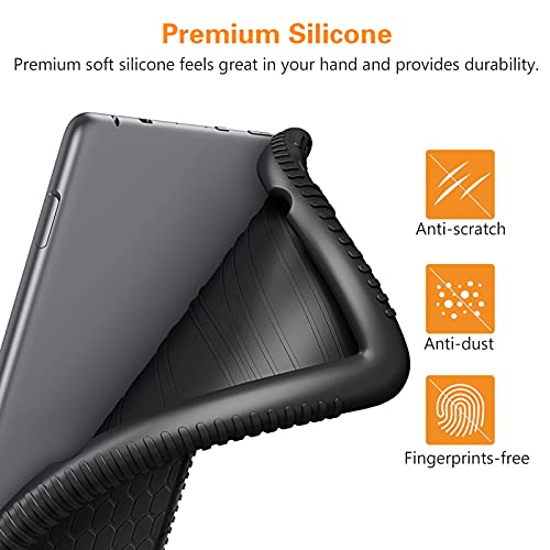 Fintie Silicone Case for All-New Fire HD 10 and Fire HD 10 Plus Tablet (Only compatible with 11th Generation 2021 Release) - [Honey Comb] Light Weight Shock Proof Back Cover, Black