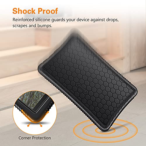 Fintie Silicone Case for All-New Fire HD 10 and Fire HD 10 Plus Tablet (Only compatible with 11th Generation 2021 Release) - [Honey Comb] Light Weight Shock Proof Back Cover, Black